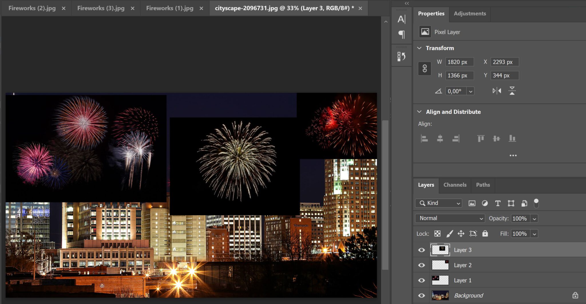 Add fireworks to a photo in Photoshop - Edit with Kim