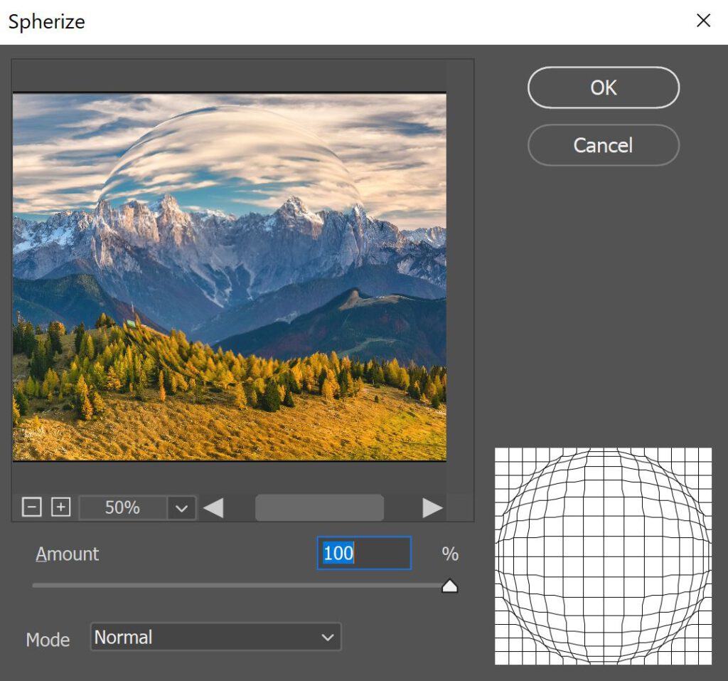 Create a sphere effect in Adobe Photoshop - Edit with Kim