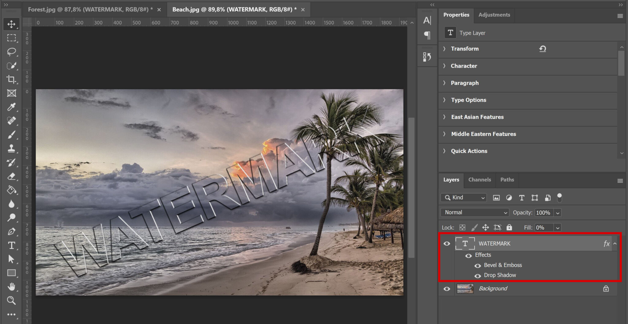 Create a transparent watermark in Photoshop - Edit with Kim