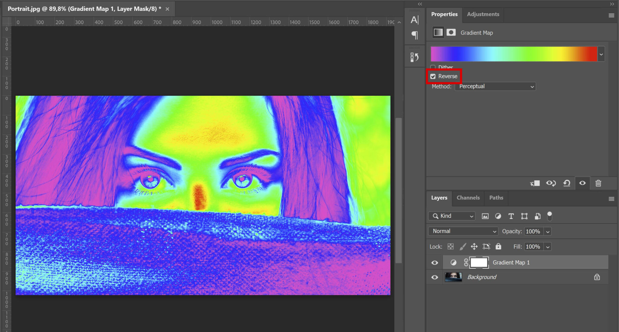 Infrared thermal camera (heat map) effect in Adobe Photoshop