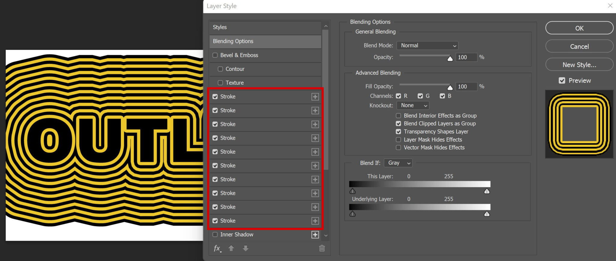 Create text with multiple outlines in Adobe Photoshop!