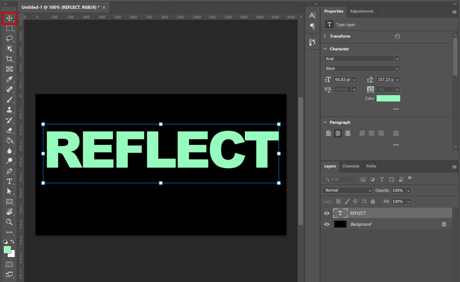 Create a text reflection in Photoshop - Edit with Kim