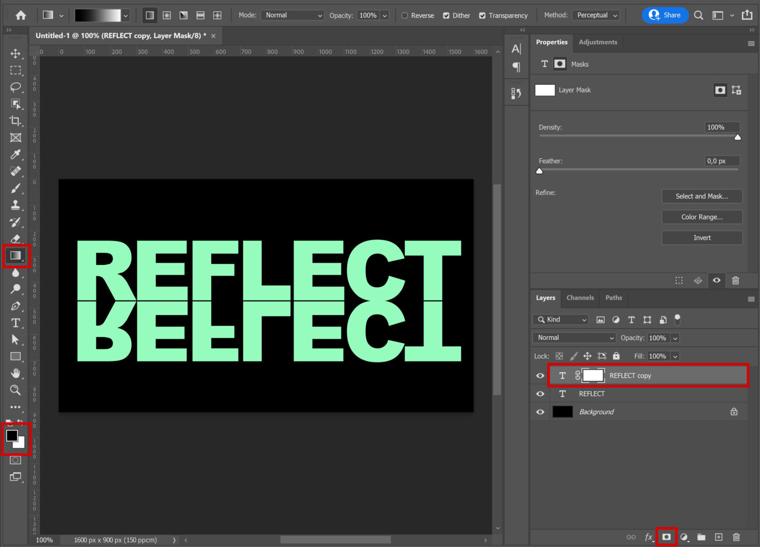 Create a text reflection in Photoshop - Edit with Kim