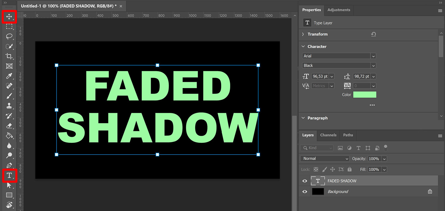 Long faded shadow for text in Photoshop - Edit with Kim