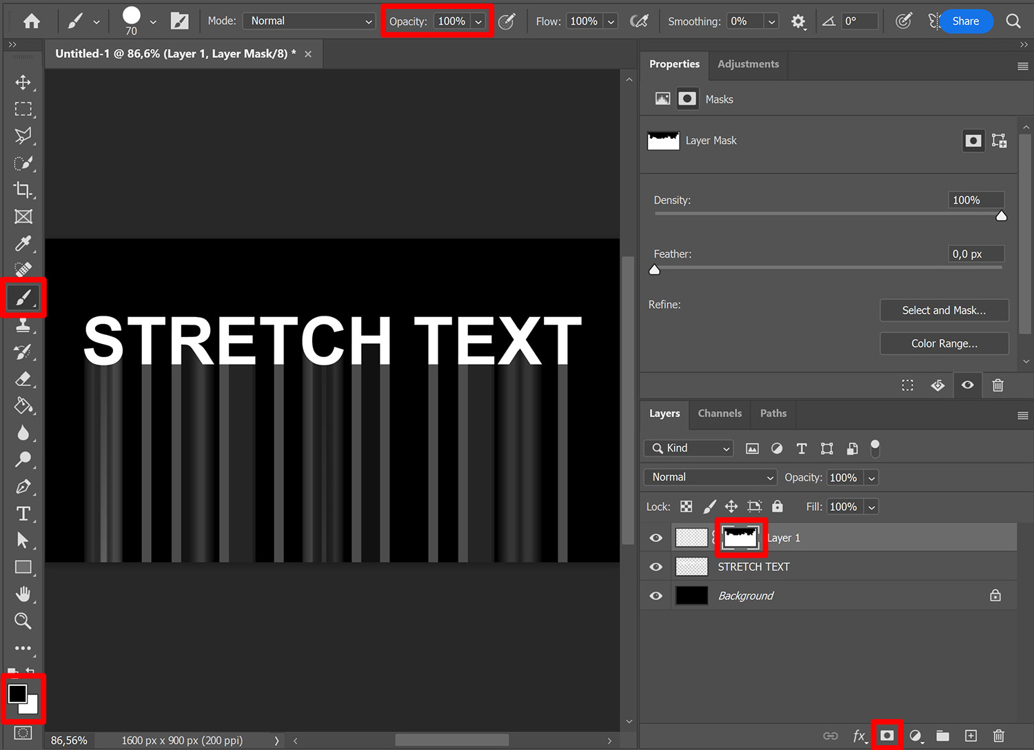 Create a faded stretched text in Photoshop - Edit with Kim