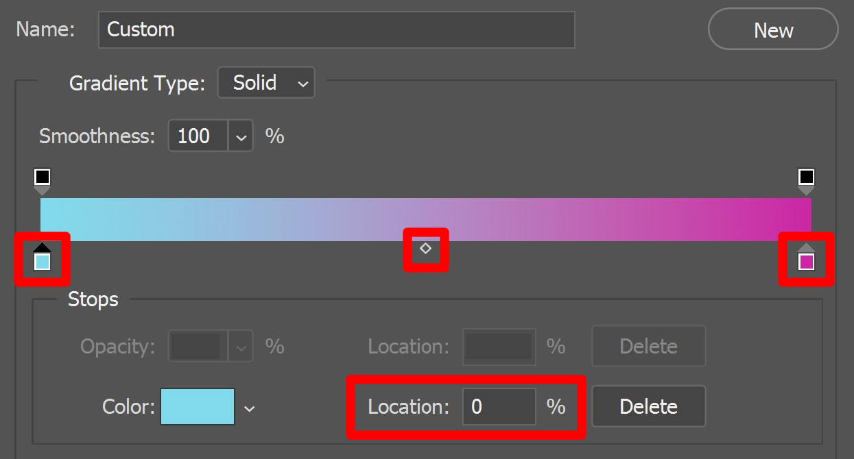 Gradient text with reverse colored outline in Photoshop