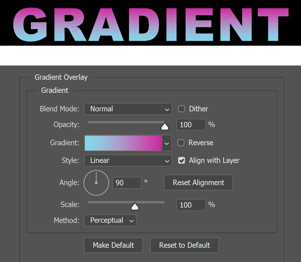 Gradient text with reverse colored outline in Photoshop