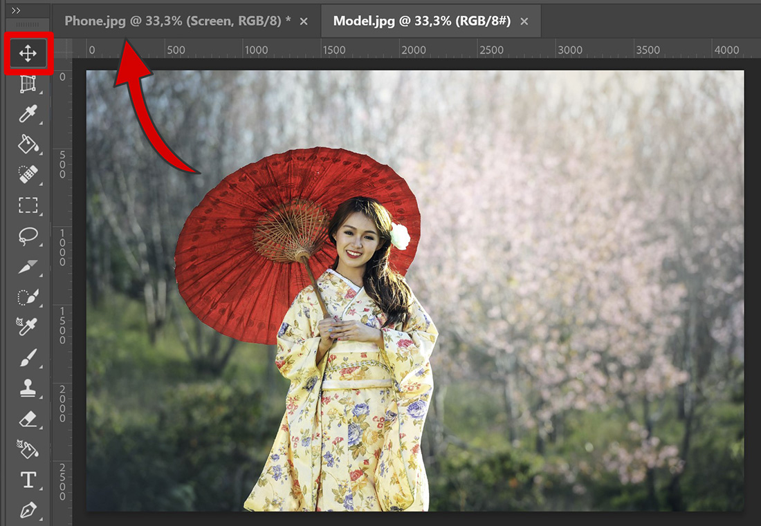Photo on screen (pop-out effect) in Adobe Photoshop