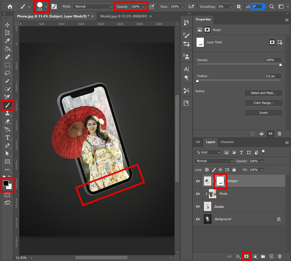 Photo on screen (pop-out effect) in Adobe Photoshop