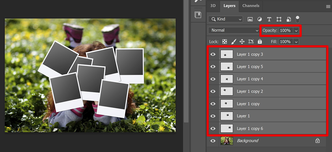 Create a polaroid collage in Photoshop - Edit with Kim