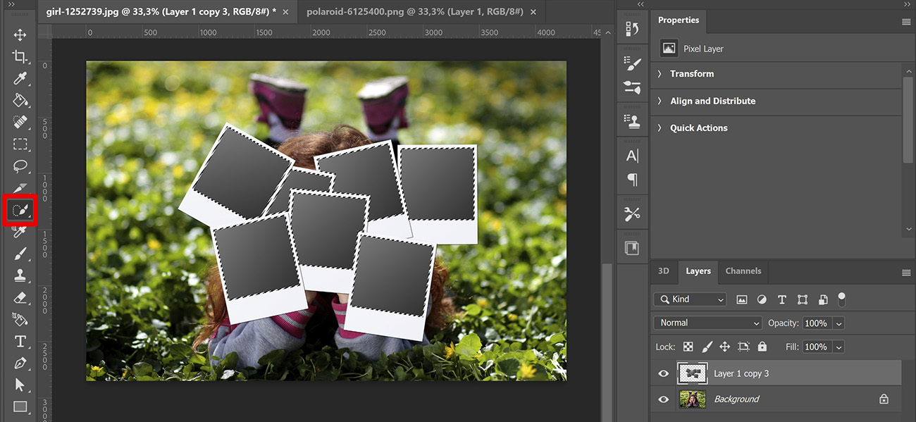 Create a polaroid collage in Photoshop - Edit with Kim