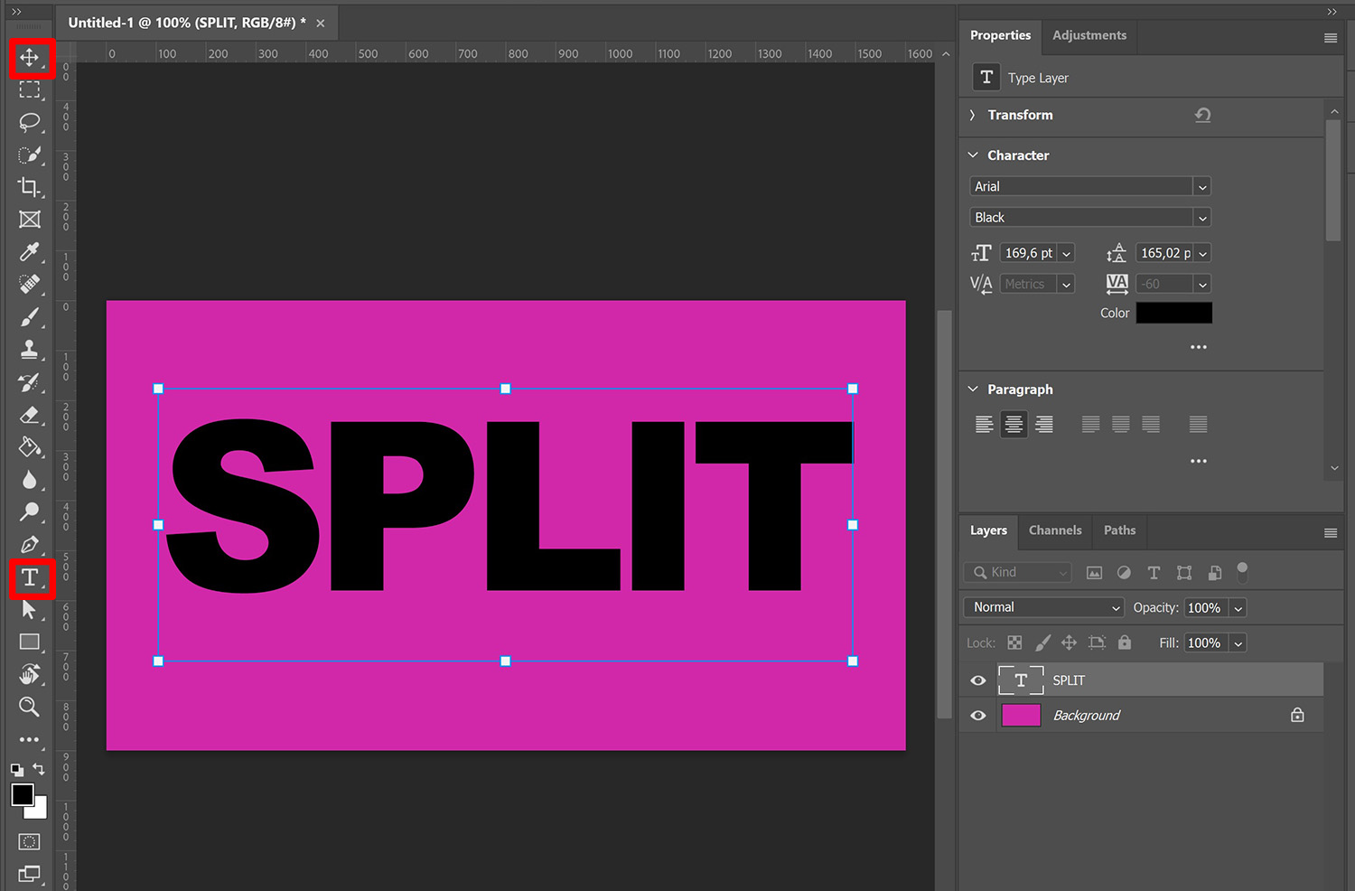 Split color text effect in Adobe Photoshop - Edit with Kim
