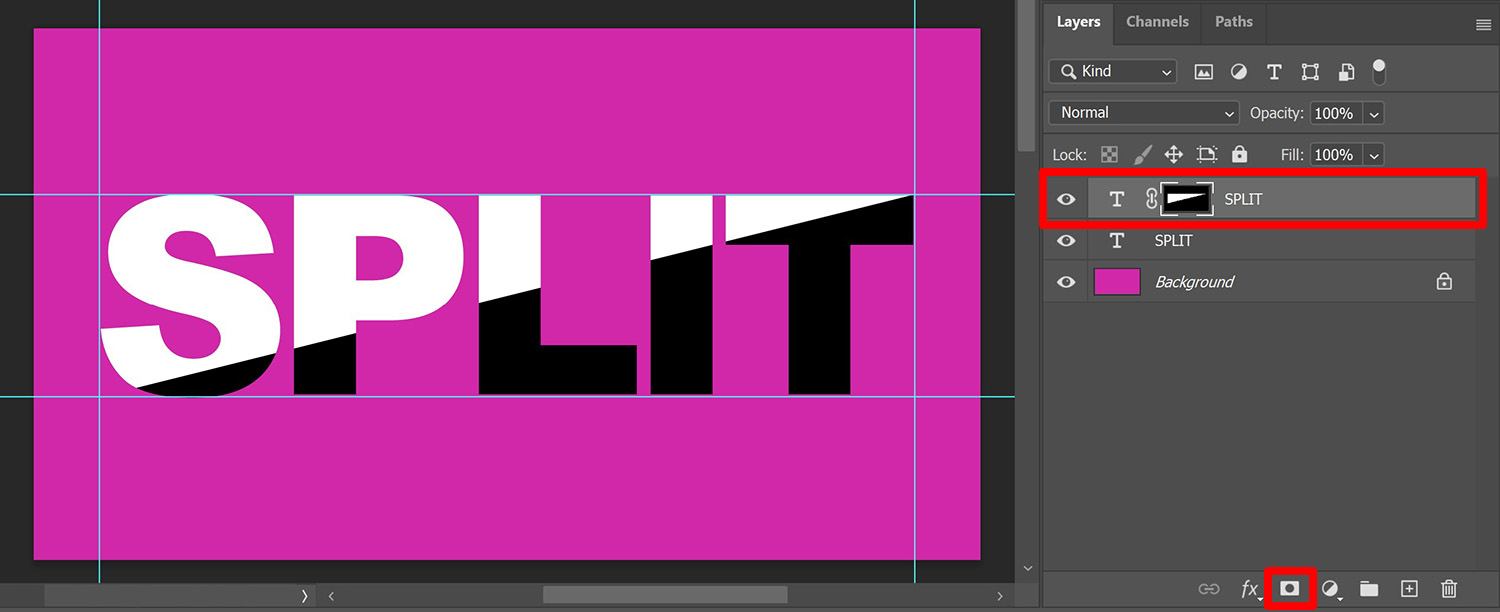 Split color text effect in Adobe Photoshop - Edit with Kim