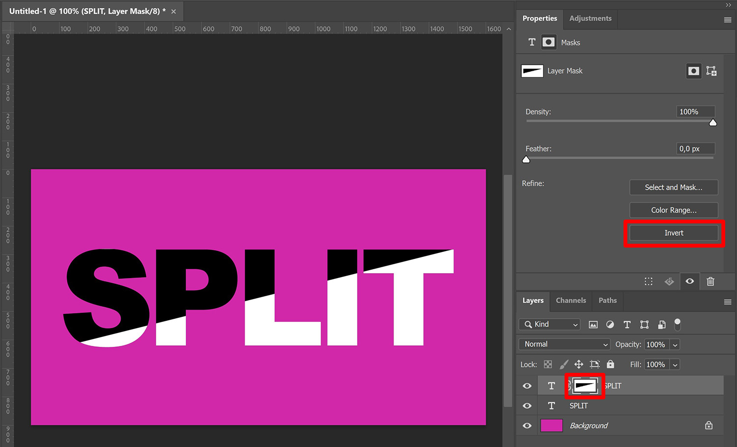 Split color text effect in Adobe Photoshop - Edit with Kim