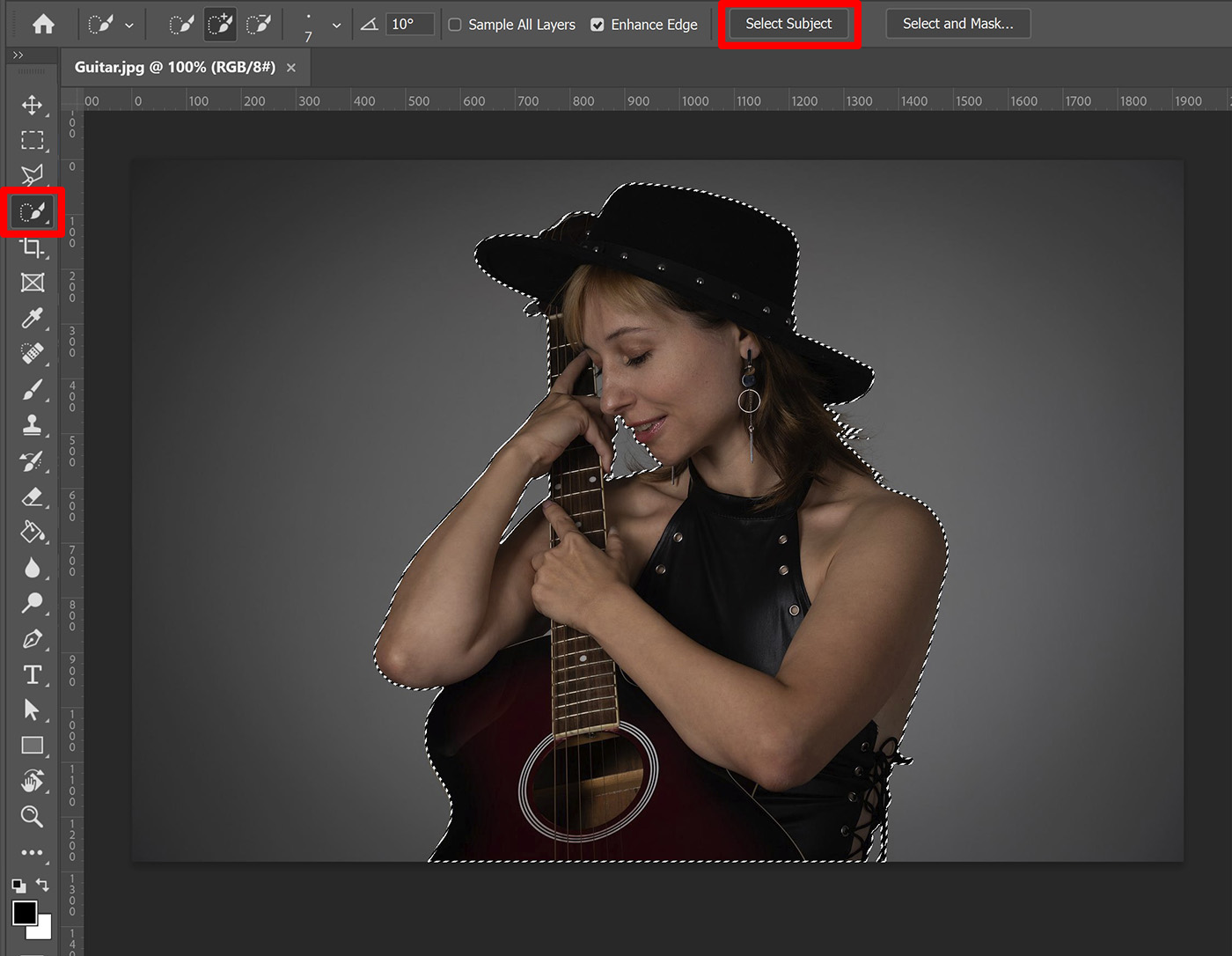 Text behind subject with outline in Adobe Photoshop