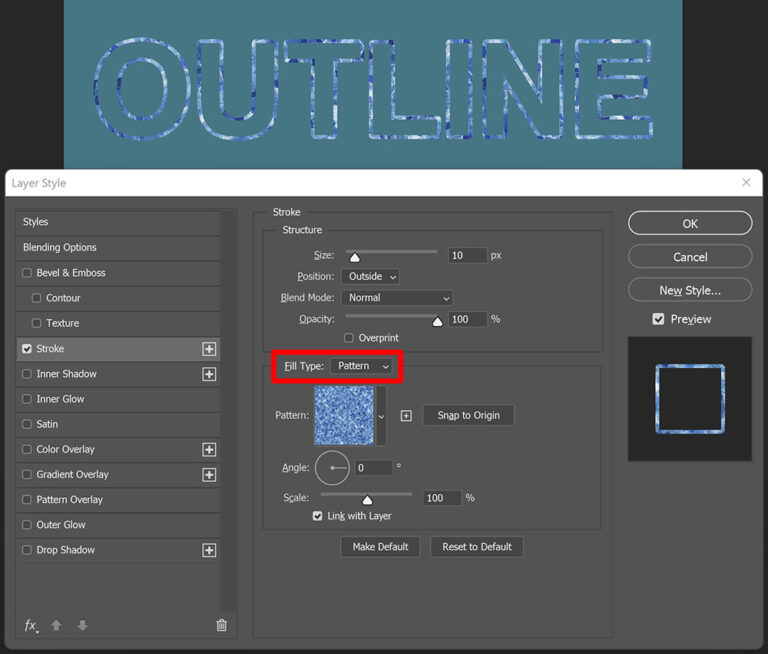 Transparent text with outline only in Adobe Photoshop