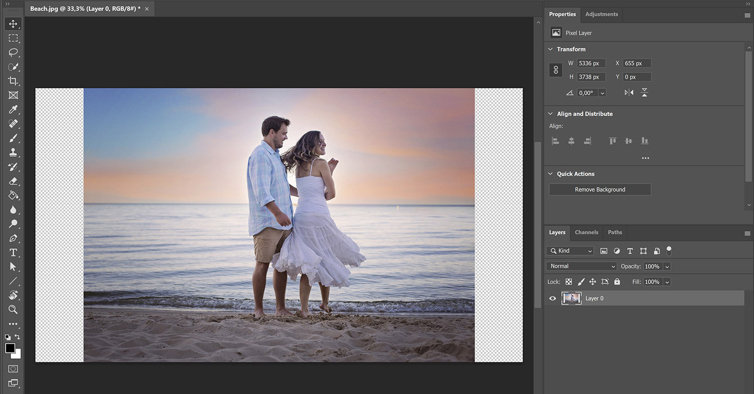 Stretch photo in Photoshop - Edit with Kim