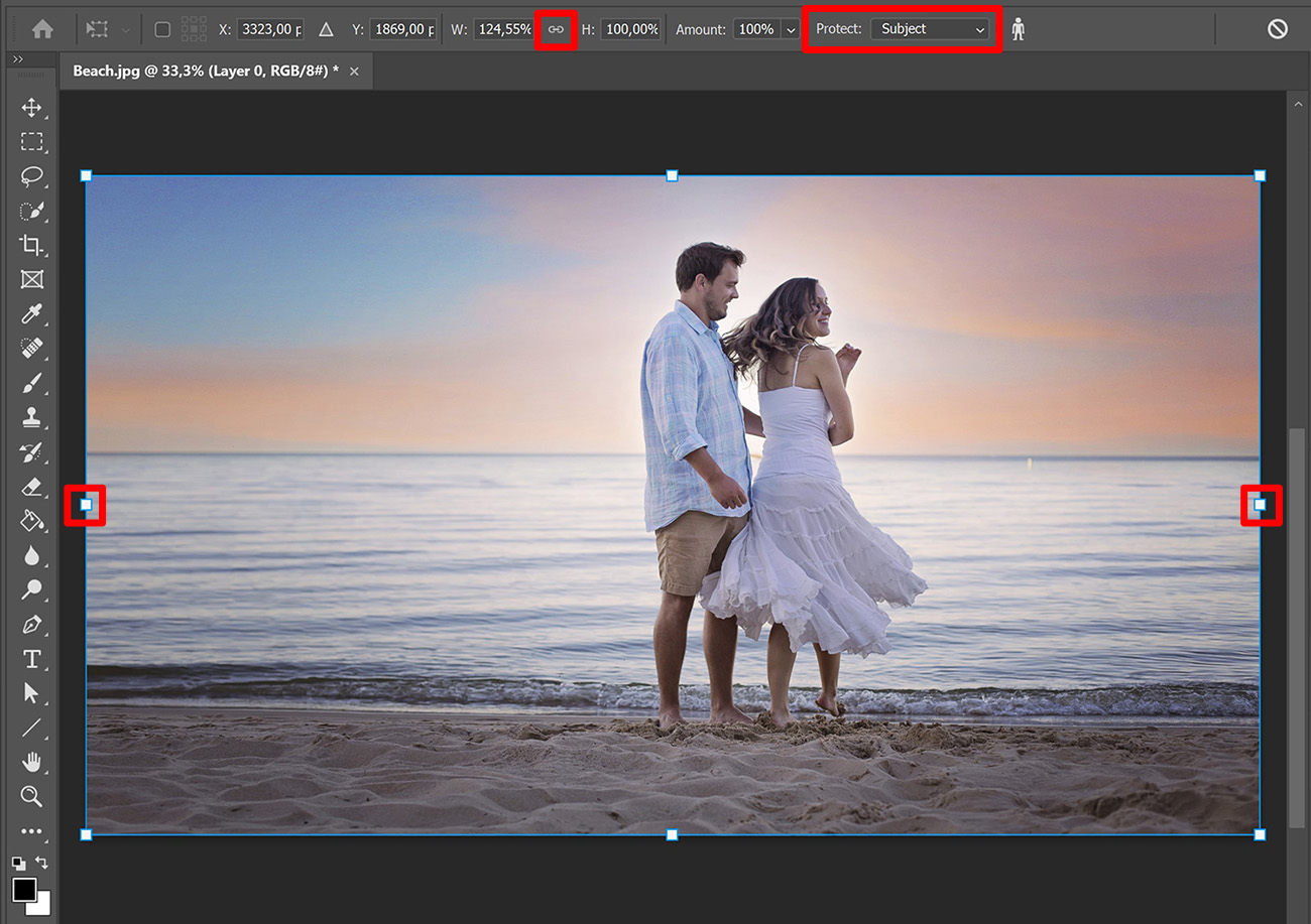 Stretch photo in Photoshop - Edit with Kim