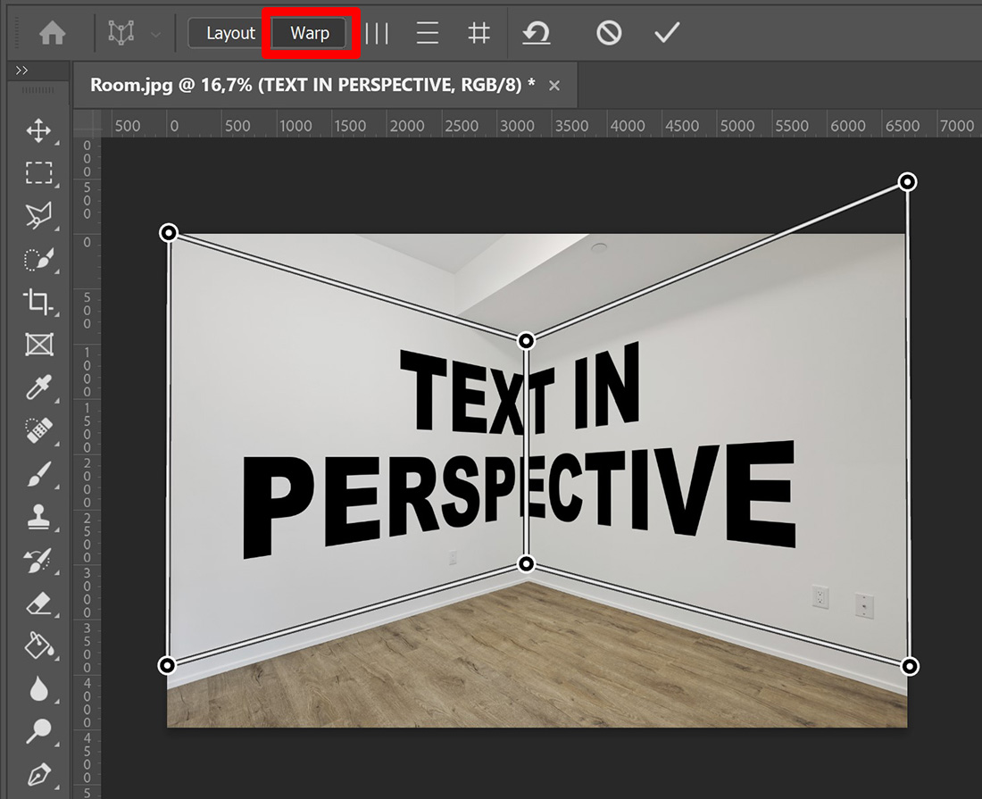 Place text in perspective in a corner in Adobe Photoshop!