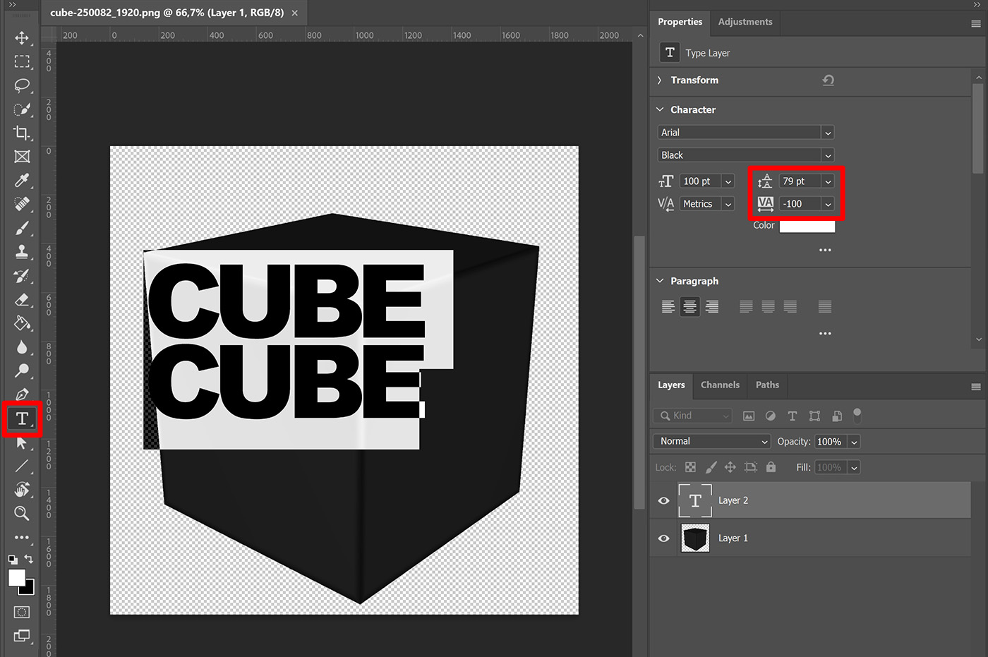 Cube text effect in Adobe Photoshop - Edit with Kim
