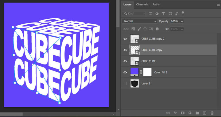 Cube text effect in Adobe Photoshop - Edit with Kim