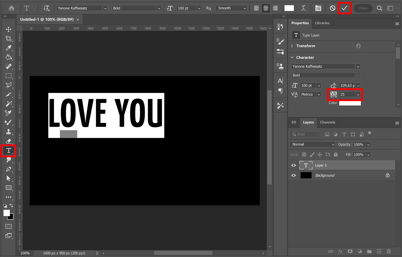 Stretch text with gradient in Photoshop - Edit with Kim