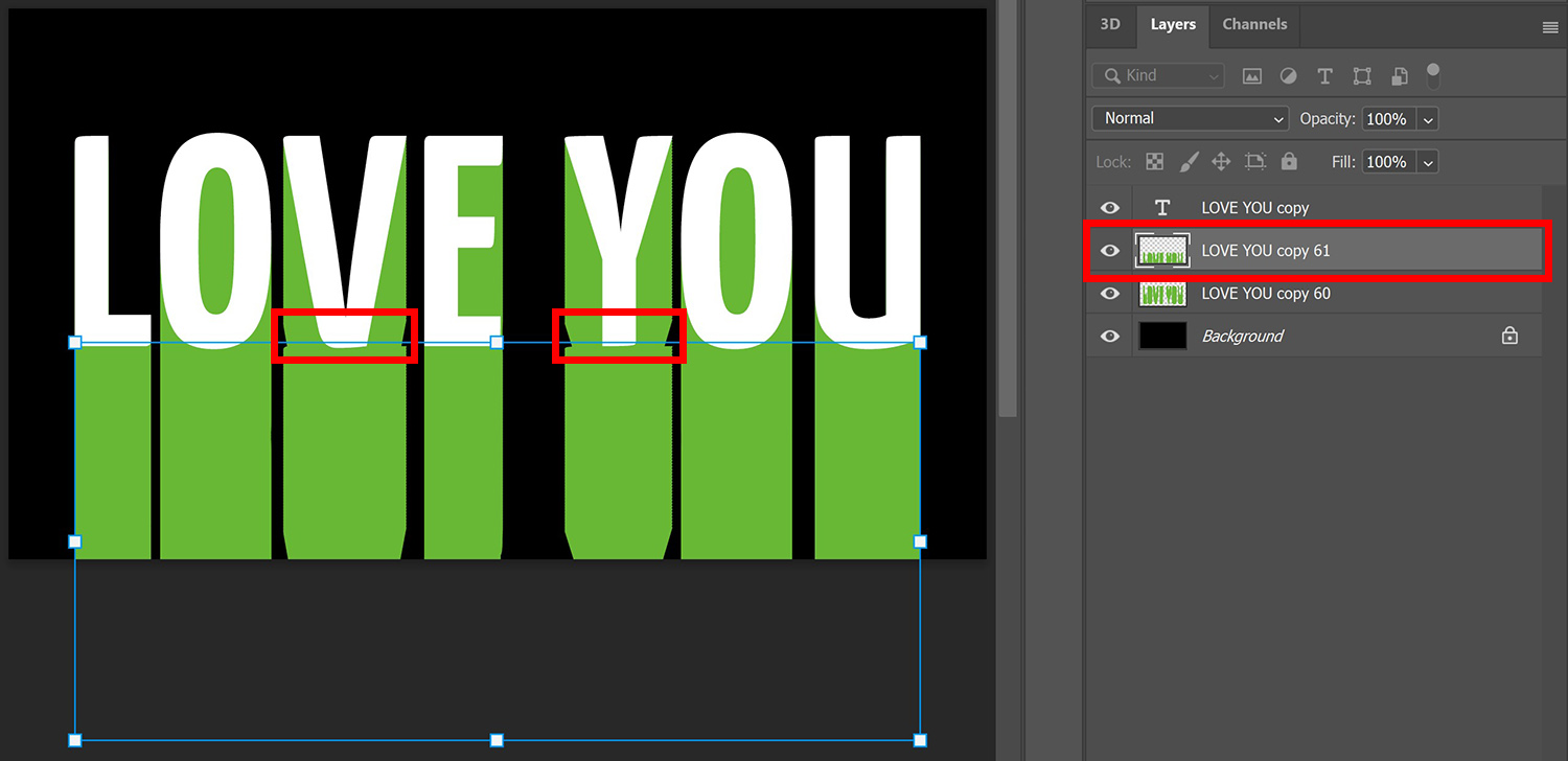Stretch text with gradient in Photoshop - Edit with Kim