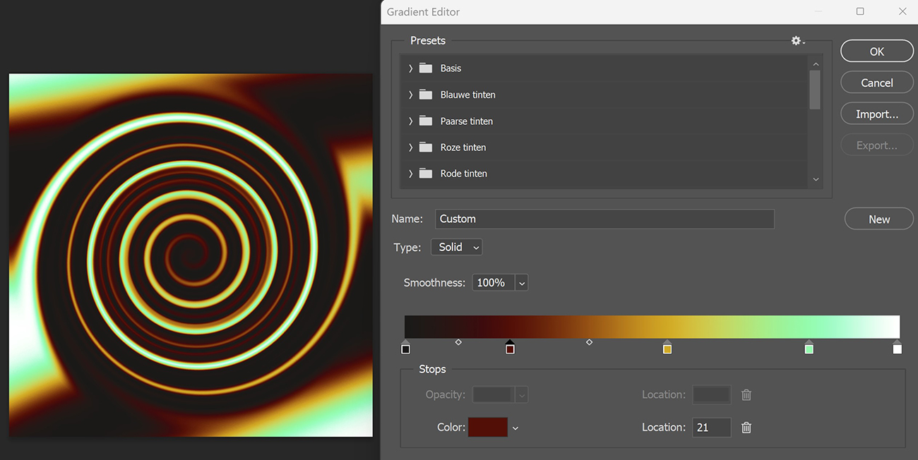 Create abstract gradient swirl in Photoshop - Edit with Kim
