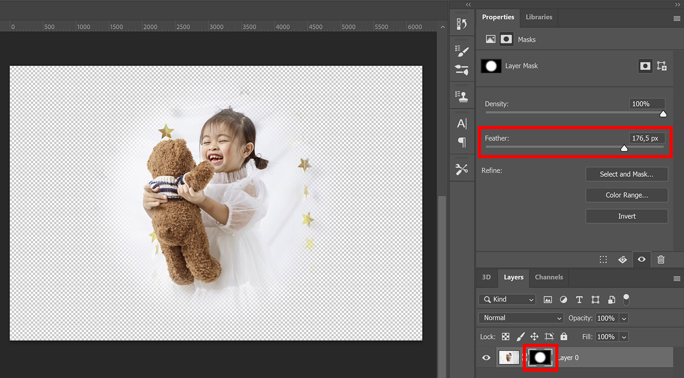 Photo inside shape with soft edges in Adobe Photoshop