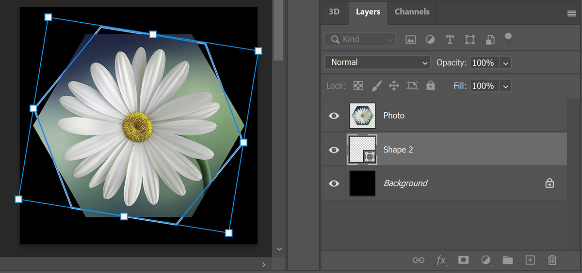 Photo in shape with outline in Photoshop - Edit with Kim