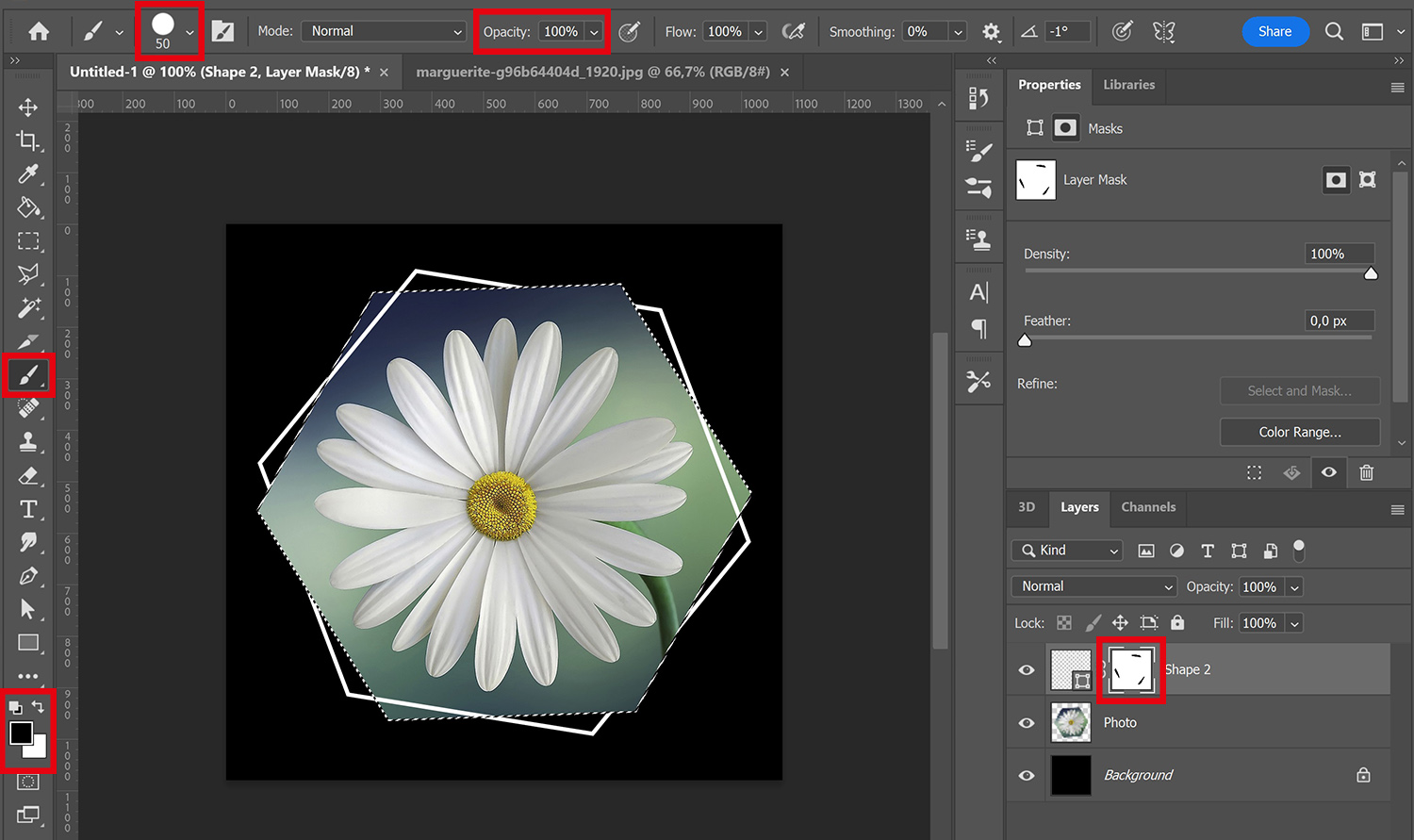 Photo in shape with outline in Photoshop - Edit with Kim