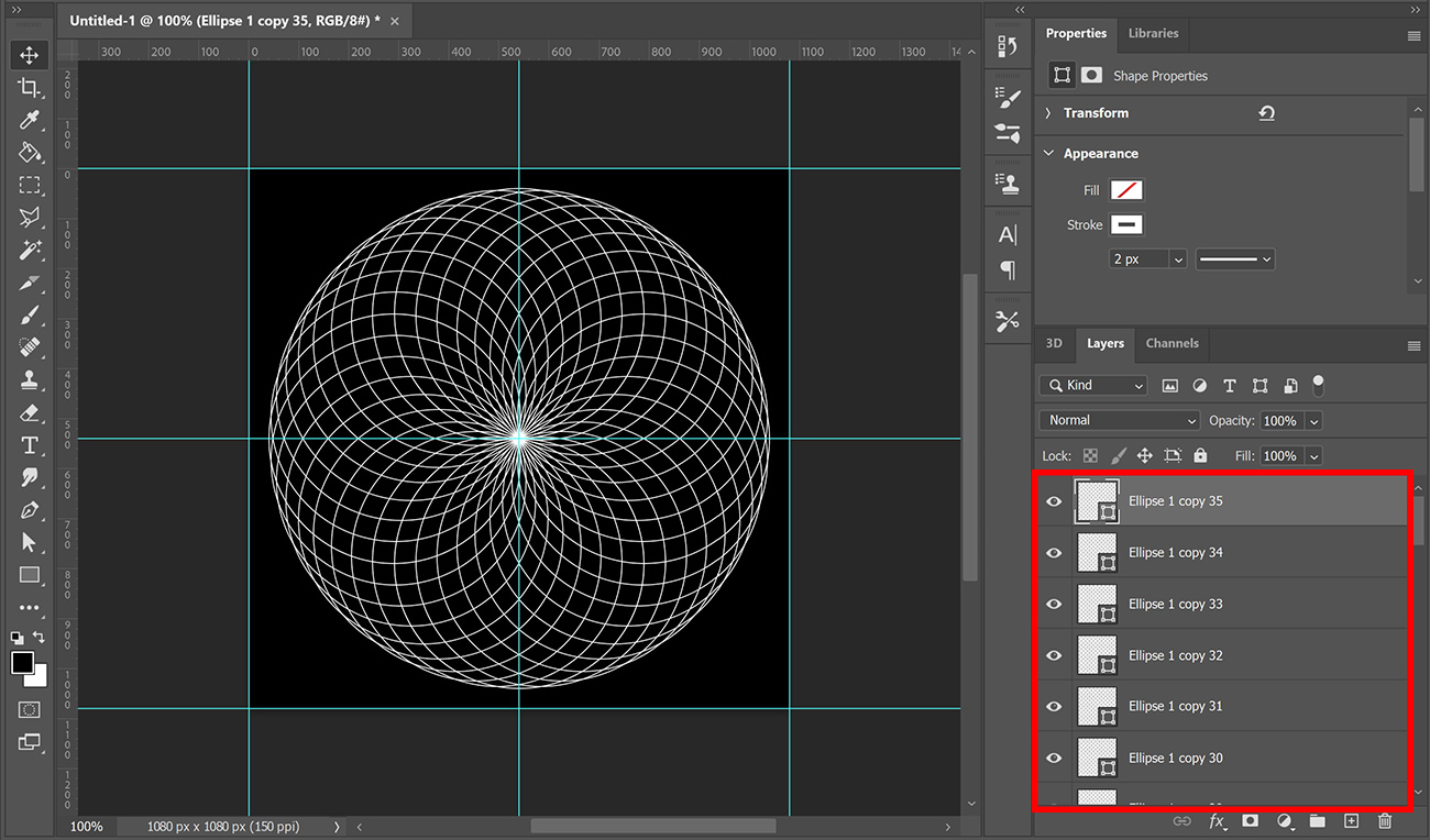 Create a gradient spirograph in Photoshop - Edit with Kim
