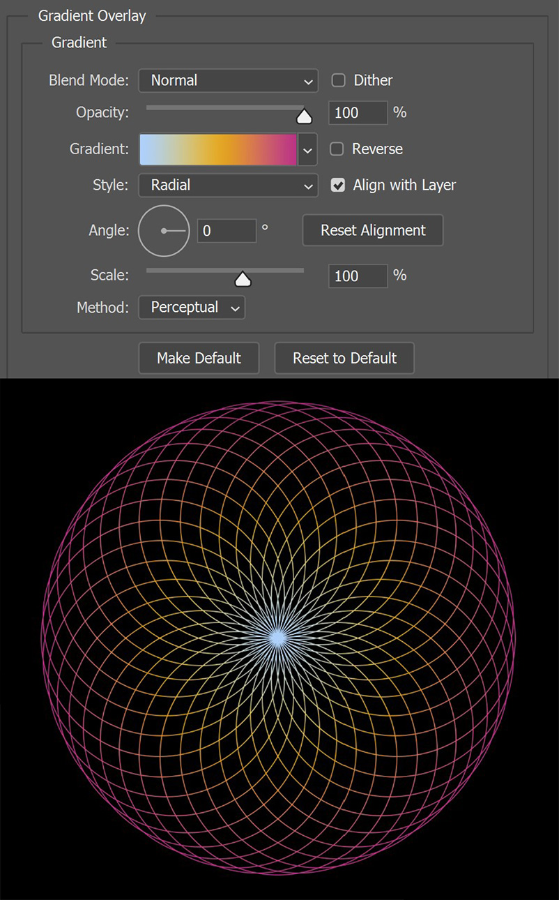 Create a gradient spirograph in Photoshop - Edit with Kim