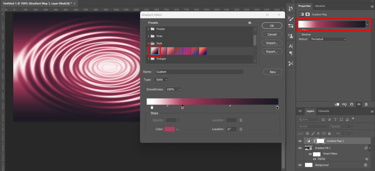 Abstract water ripple effect in Photoshop - Edit with Kim