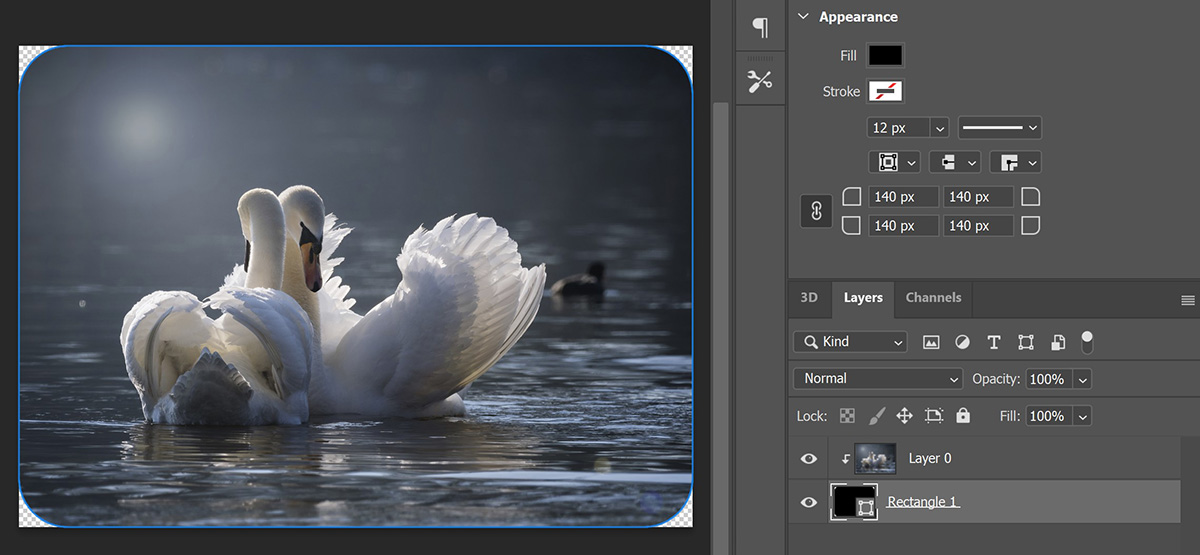 Create photo with round corners in Photoshop - Edit with Kim