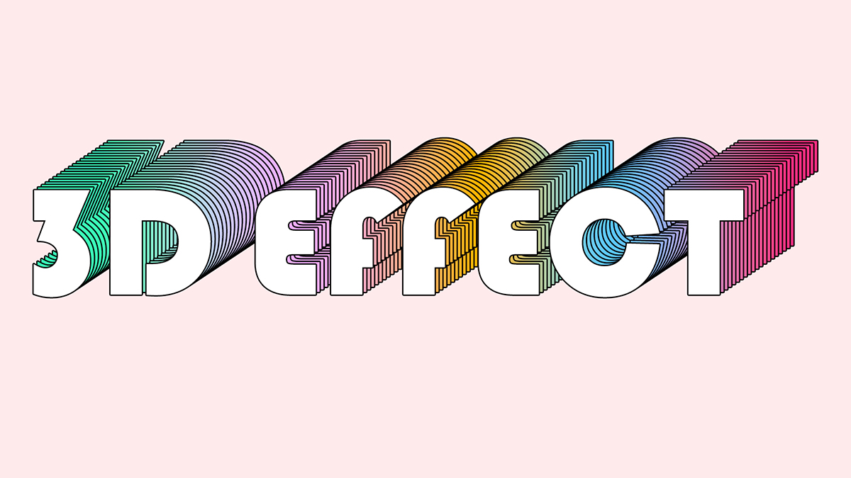 3D text effect with outline in Photoshop - Edit with Kim