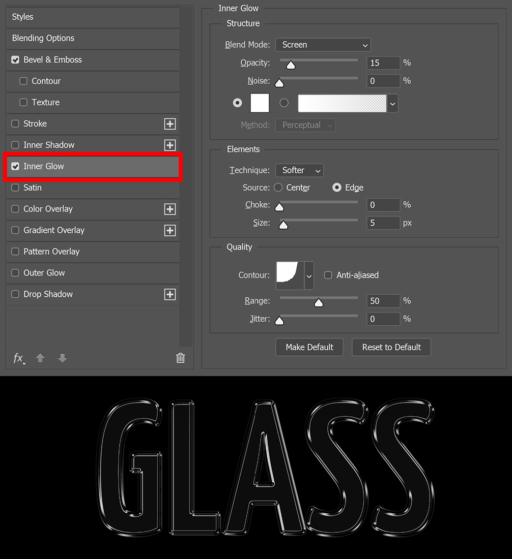 Create a glass text effect in Photoshop - Edit with Kim