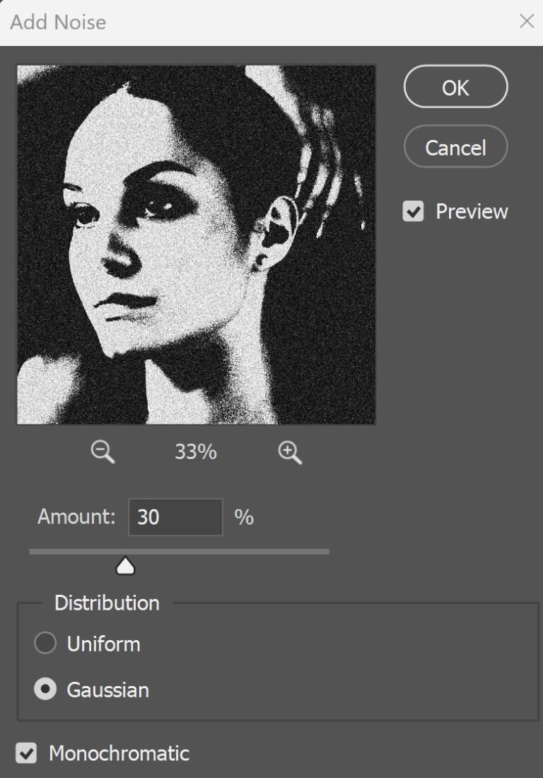 Create a grainy (duotone) threshold portrait in Photoshop