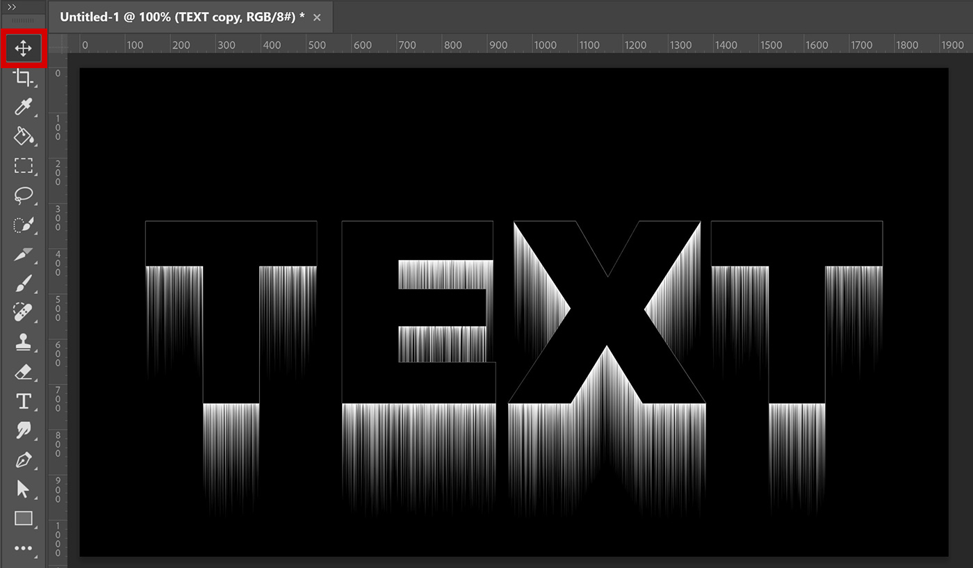 Text effect with wind filter in Photoshop - Edit with Kim