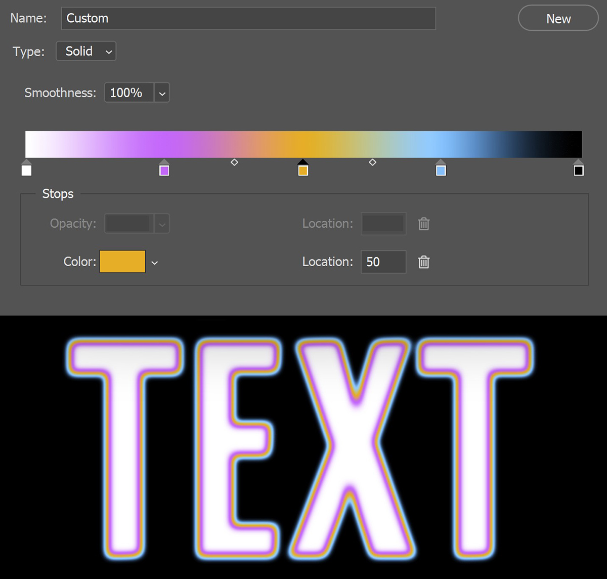 Blurred gradient text outline in Photoshop - Edit with Kim