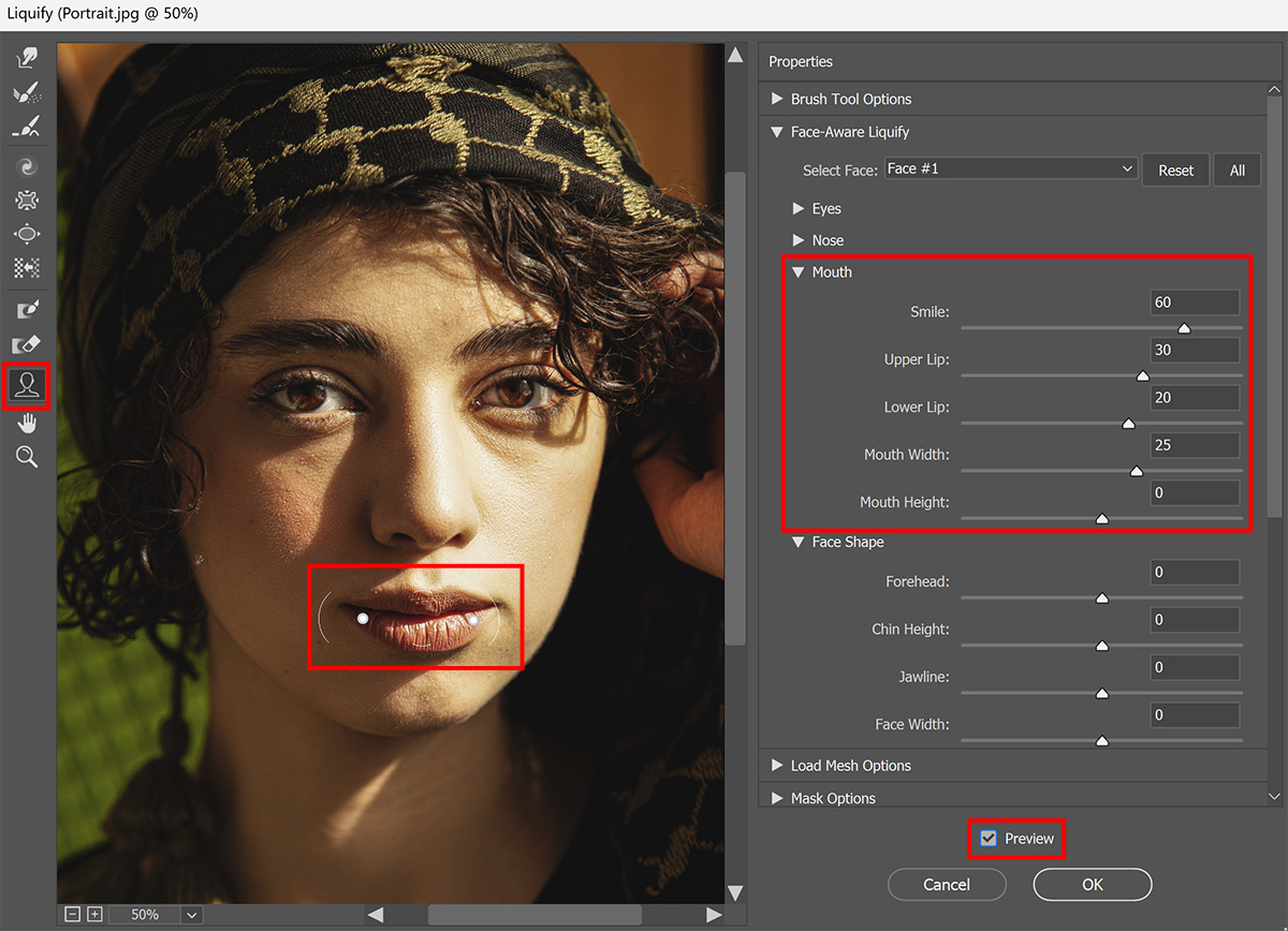 Make someone smile in Photoshop - Edit with Kim