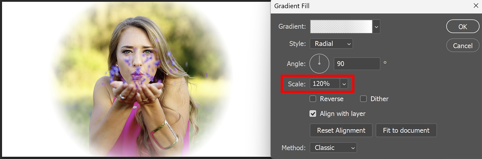 Create a solid colored vignette in Photoshop - Edit with Kim