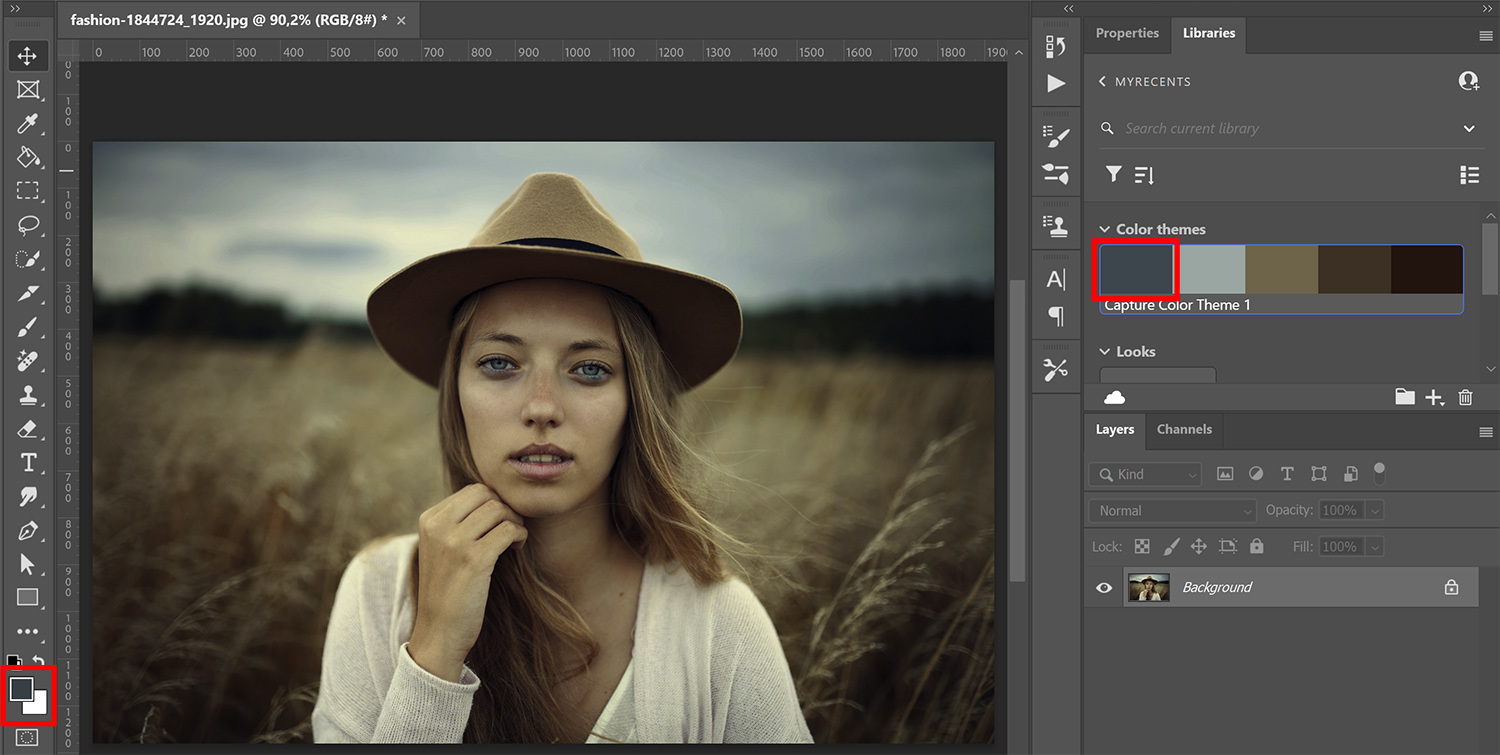 Create color theme from photo in Photoshop - Edit with Kim