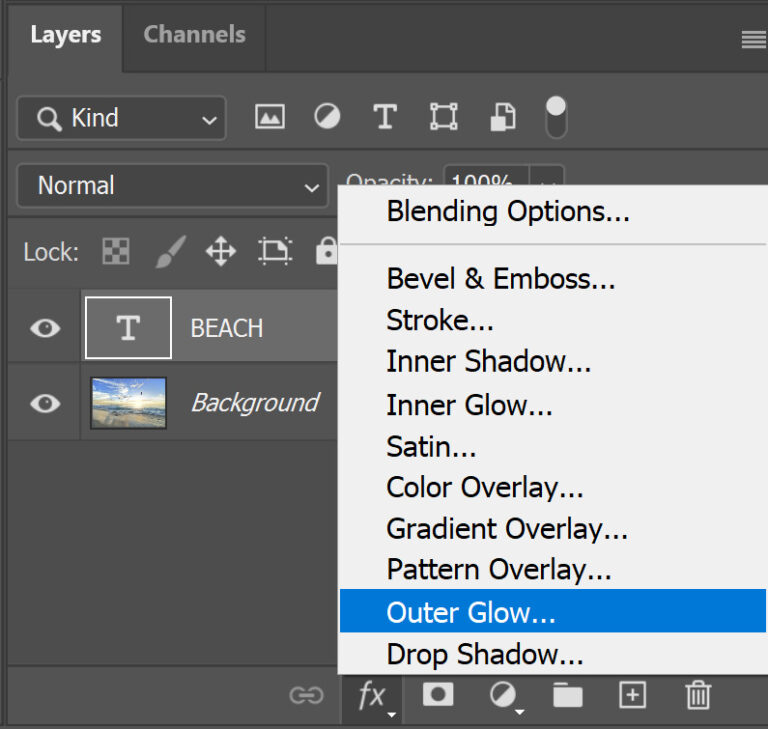 Transparent text with glow in Photoshop - Edit with Kim